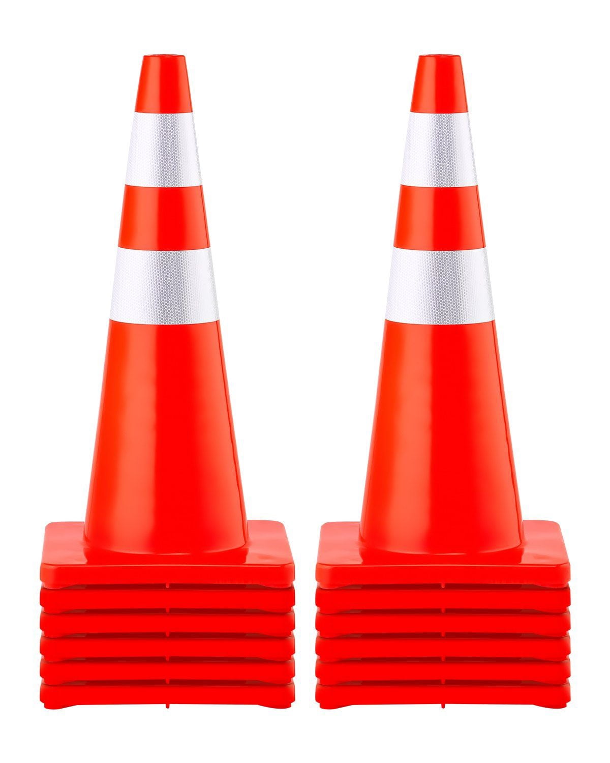 12-Pack Orange Traffic Cones with Reflective Bands, 28 Inch PVC Safety ...