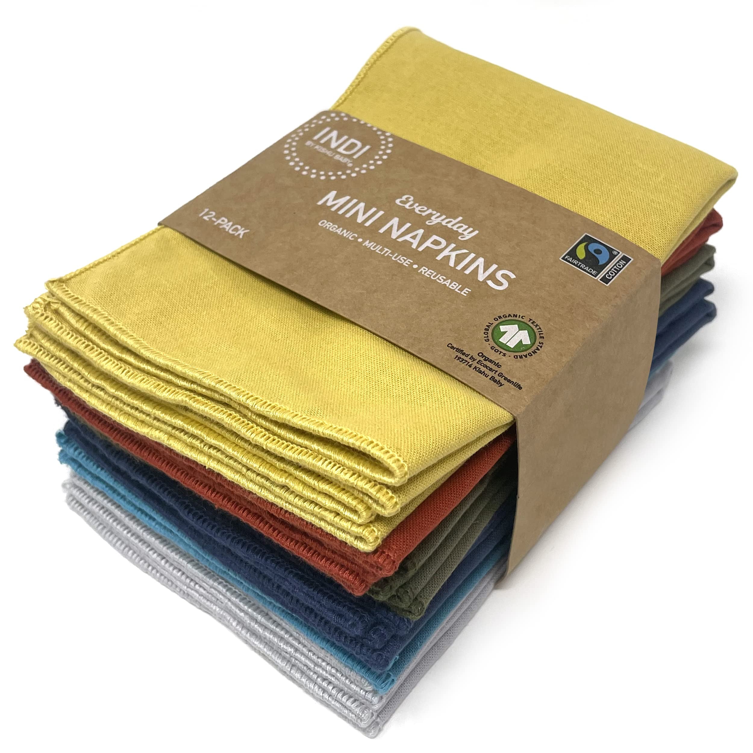12 Pack Organic Cloth Napkins - Assorted Earth Tone Colors - Mini Size ...