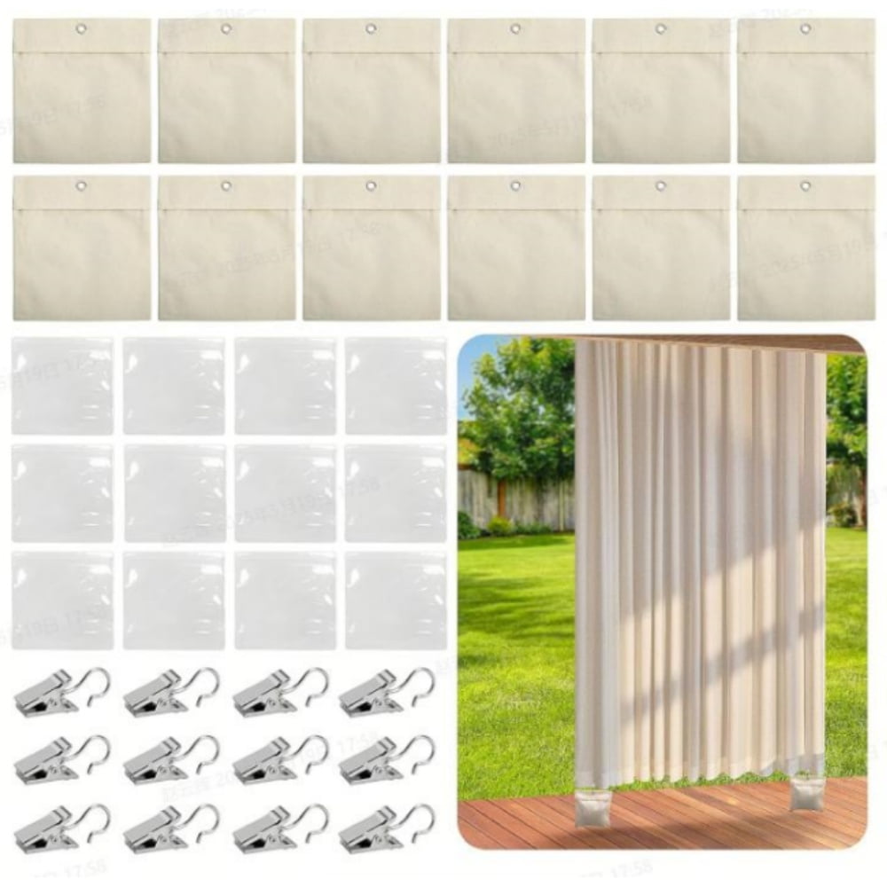 12 Pack Outdoor Curtain Weights, 15oz Outdoor Curtain Sandbag Weighted ...