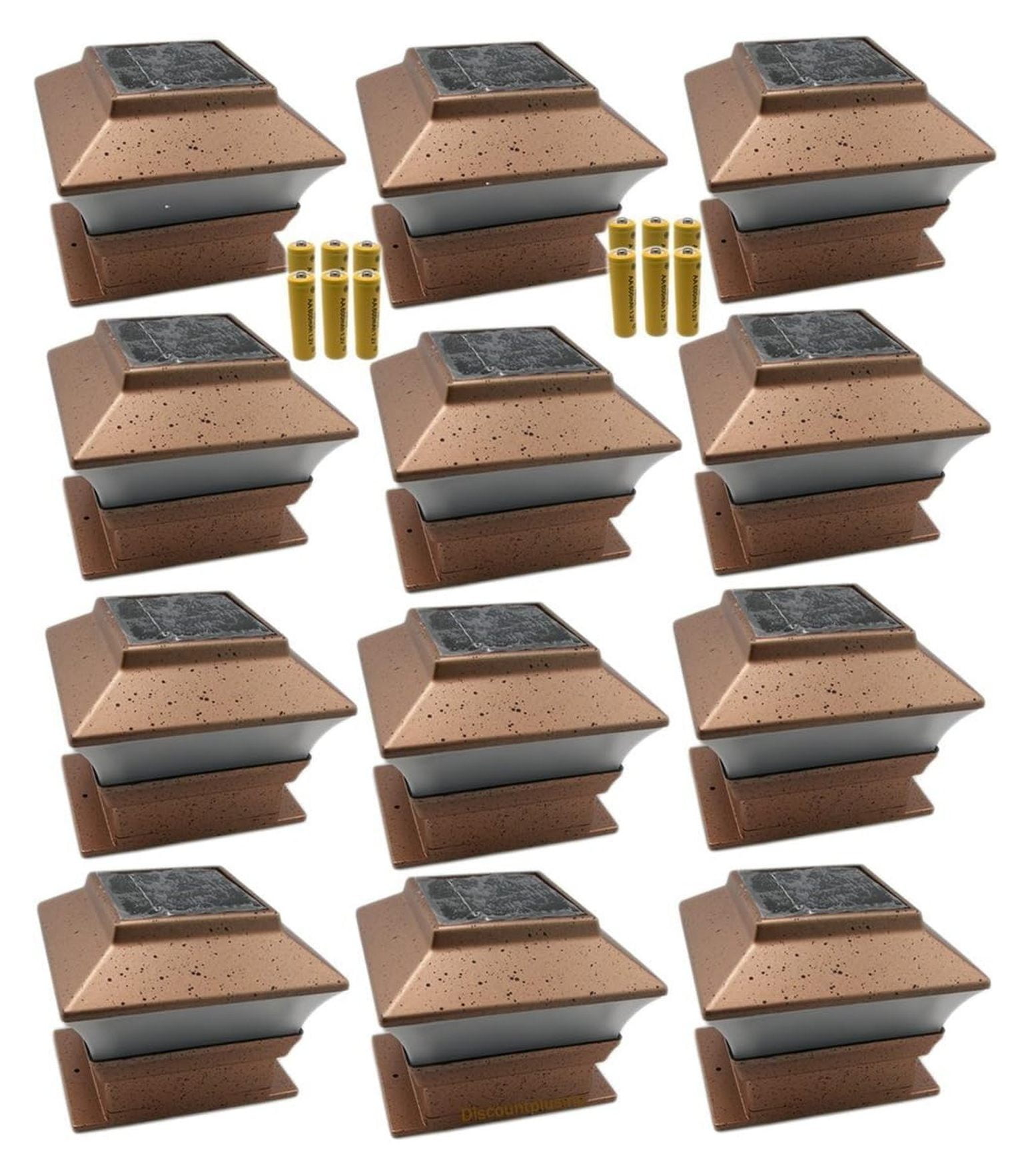 12 Pack Outdoor Garden Solar LED Copper Post Fence Pathway Landscape ...