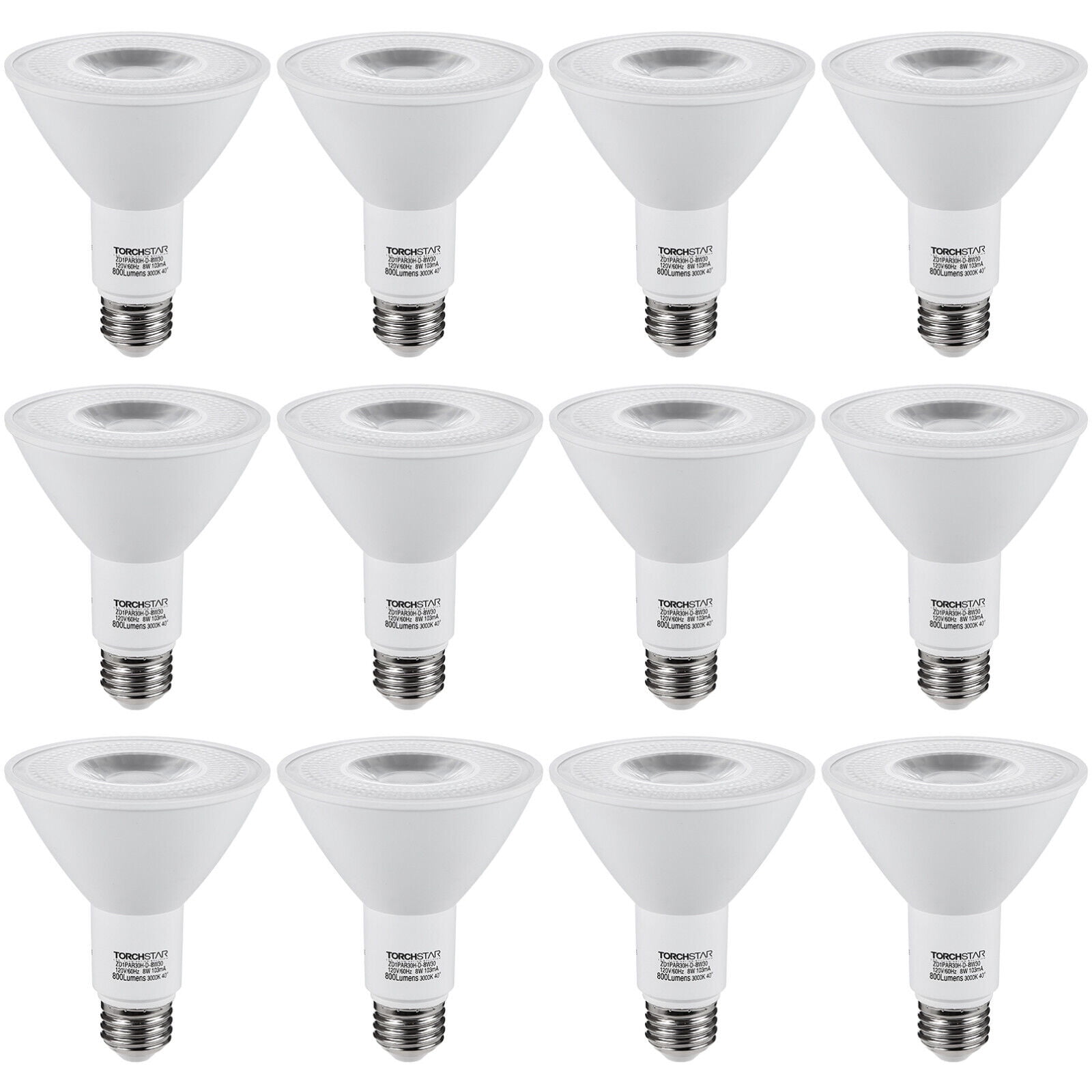 12 Pack PAR30 LED Bulb, Long Neck, Dimmable Spotlight Bulbs for ...