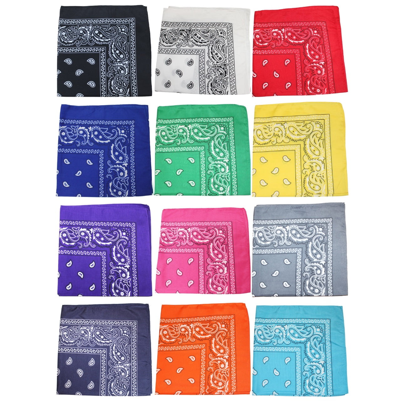12 Pack Paisley Design Polyester Bandanas Great for Events, Crafts ...