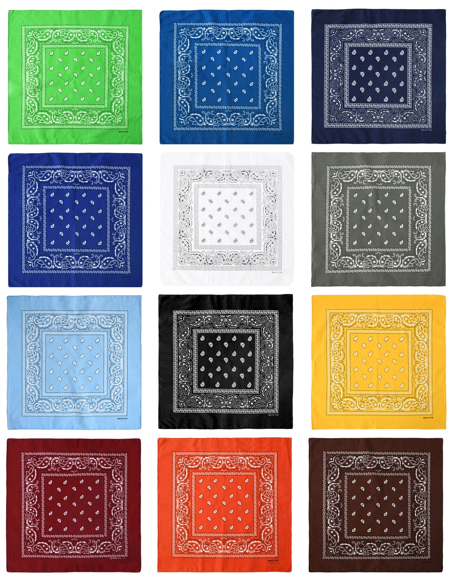 12 Pack Paisley Pattern Bandanas Headband Multipurpose for Men Women 22 ...