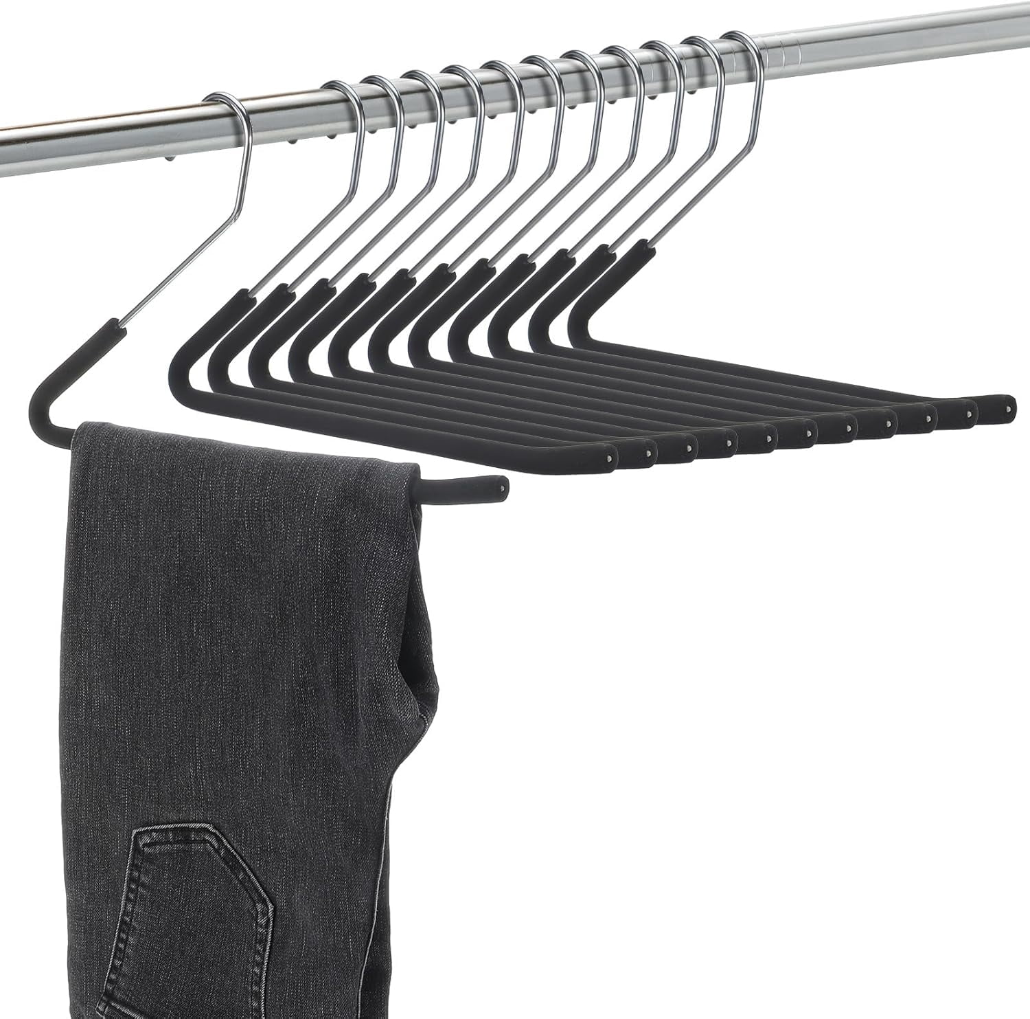 12 Pack Pants Hanger, Heavy Duty Open Ended Hangers for Pants with Non ...