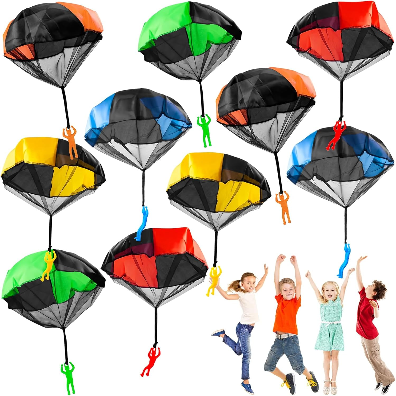 12 Pack Parachute Toy for Kids,Tangle Free Figures Parachute,Throwing ...