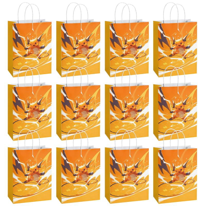 12 Pack Party Gift Bags, 12 Designs Pokemon Cartoon Kraft Paper Bags, 8 ...