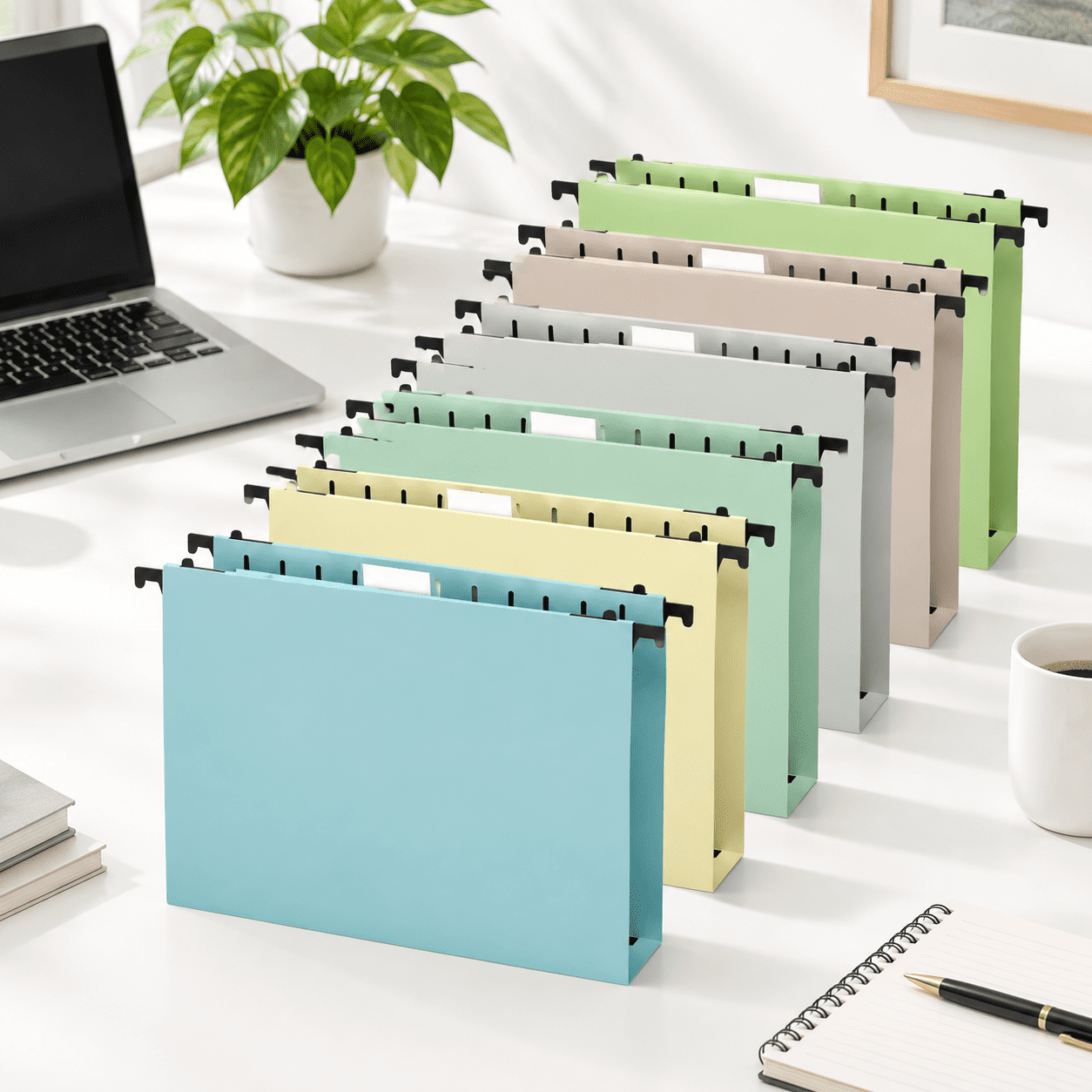 12 Pack Pastel Colors No Side Letter Size Plastic Hanging File Folders ...