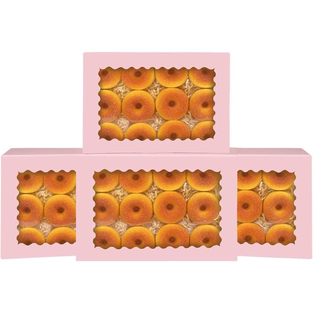 12-Pack Pink Bakery Boxes with Windows: Ideal for Weddings, Birthdays ...