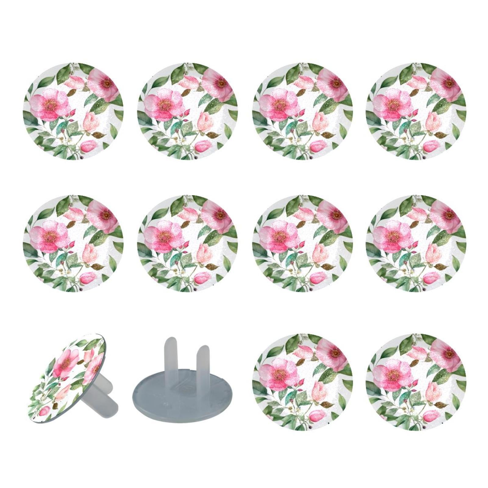 12 Pack Pink Flowers with Leaves Outlet Covers Baby Proofing | Safe ...