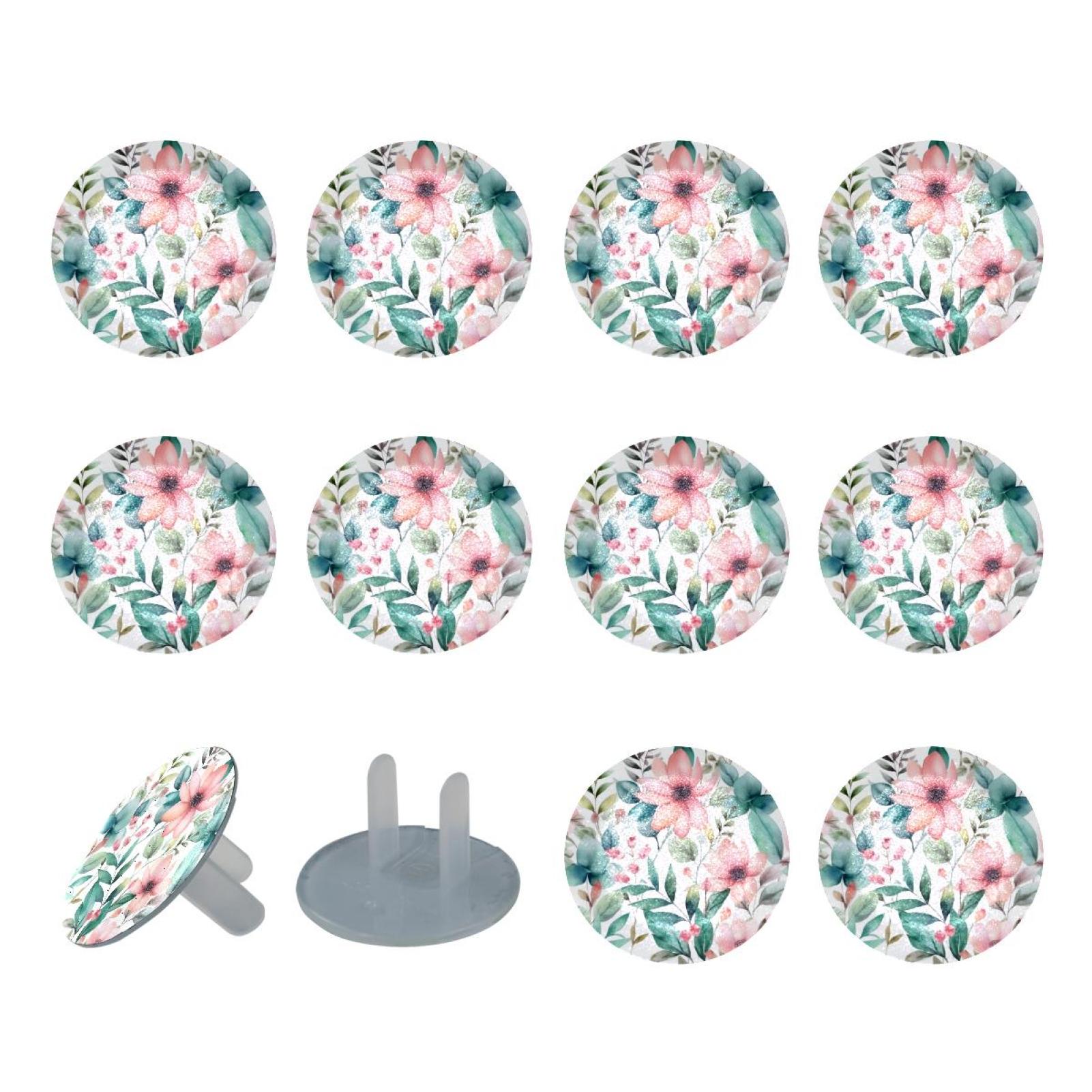 12 Pack Pink Flowers with Leaves Outlet Covers Baby Proofing Socket ...
