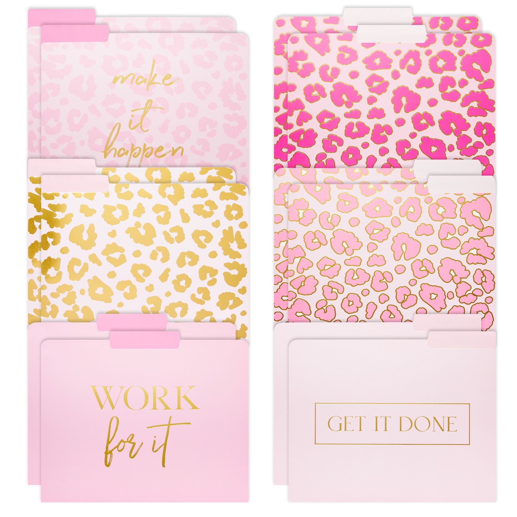 Walmart 12 Pack Pink Leopard File Folders, Gold Foil, 1/3 Cut Tab (11.5 ...