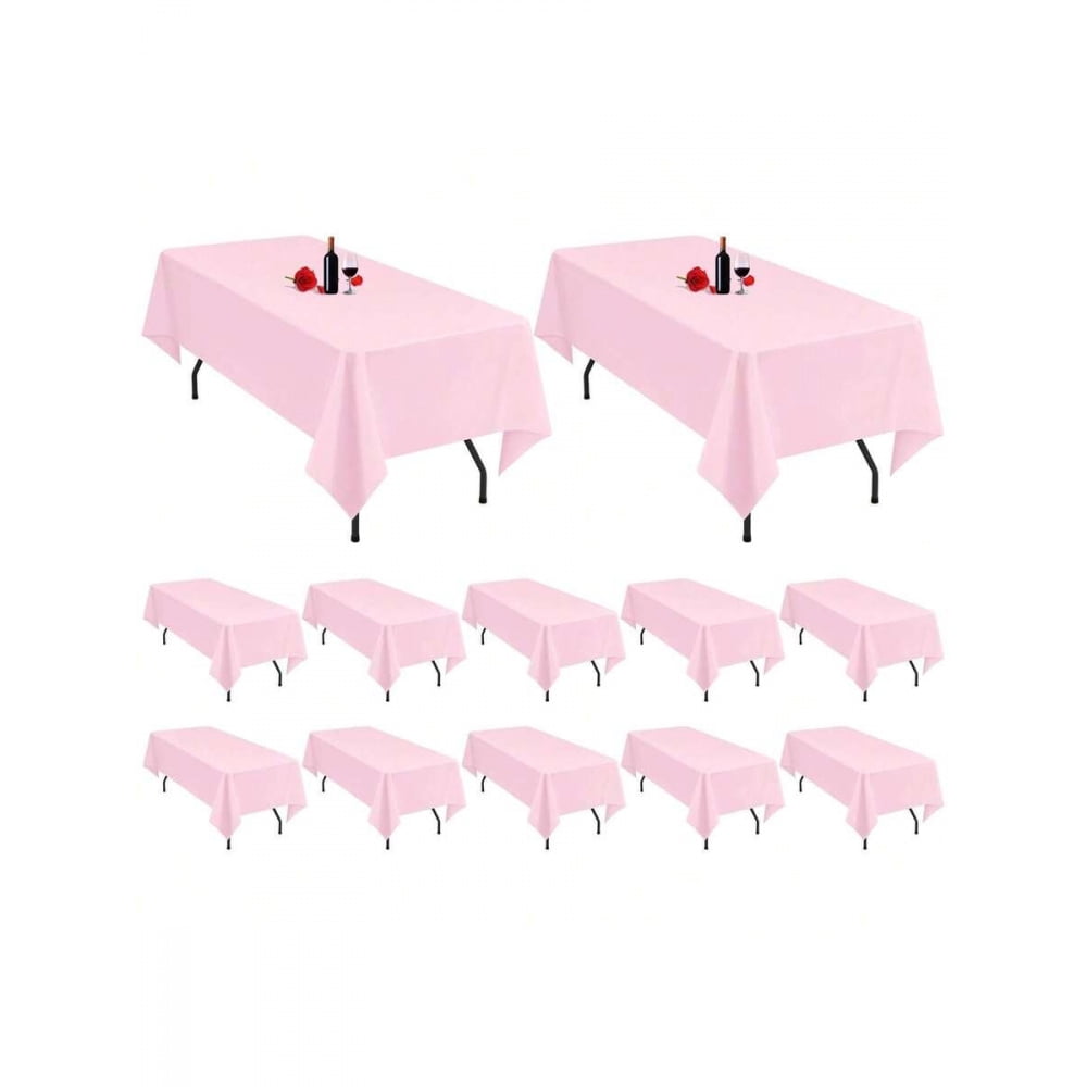 12 Pack Pink Tablecloth 60x126 Inch For 8 Foot Rectangle Tables Stain ...