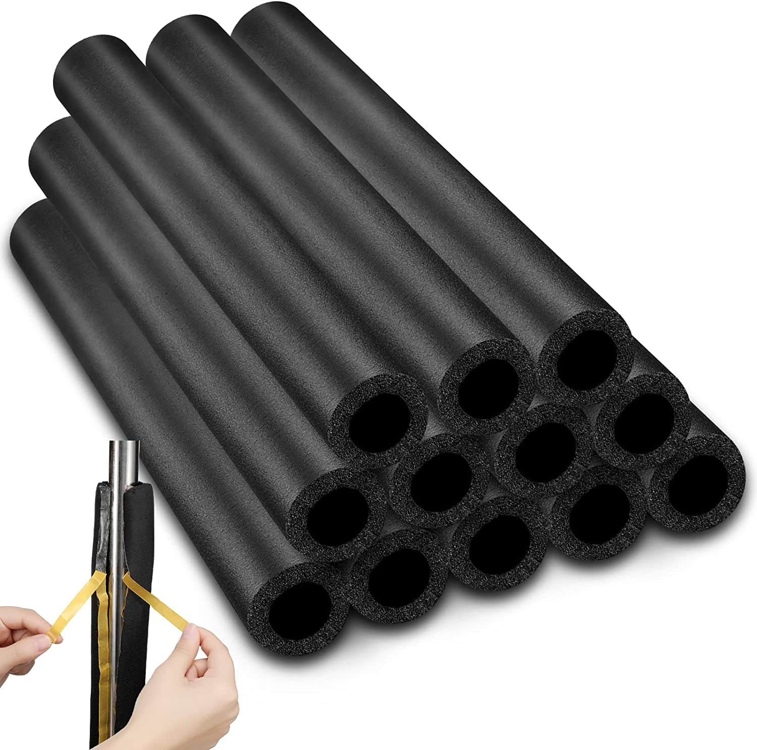12 Pack Pipe Insulation Foam Tube,1.5 Inch x 1.31 ft,for Hot and Cold ...