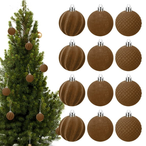 12 Pack Plain Velvet Christmas Tree Ball Ornaments, Decorative Hanging ...