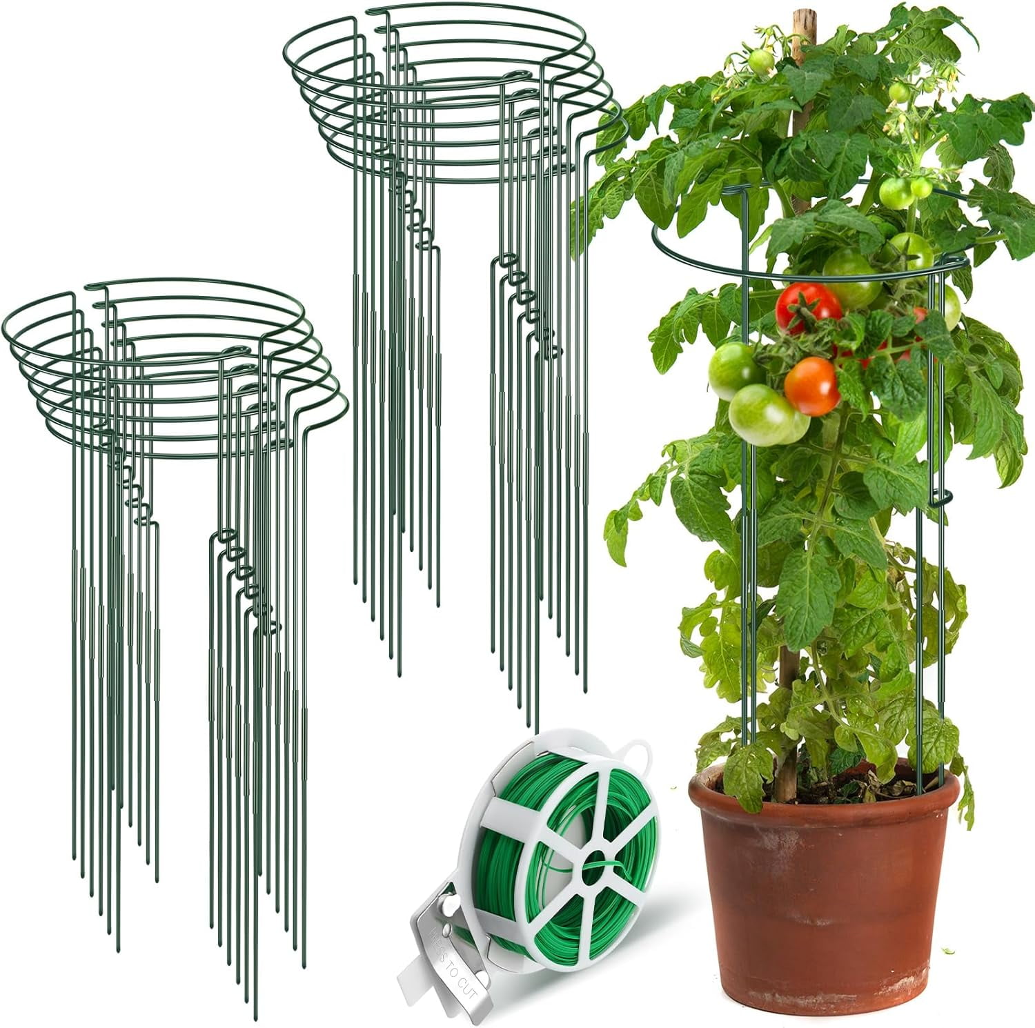 12 Pack Plant Support Stakes 30" H x 11" W Half Round Peony Cages and ...