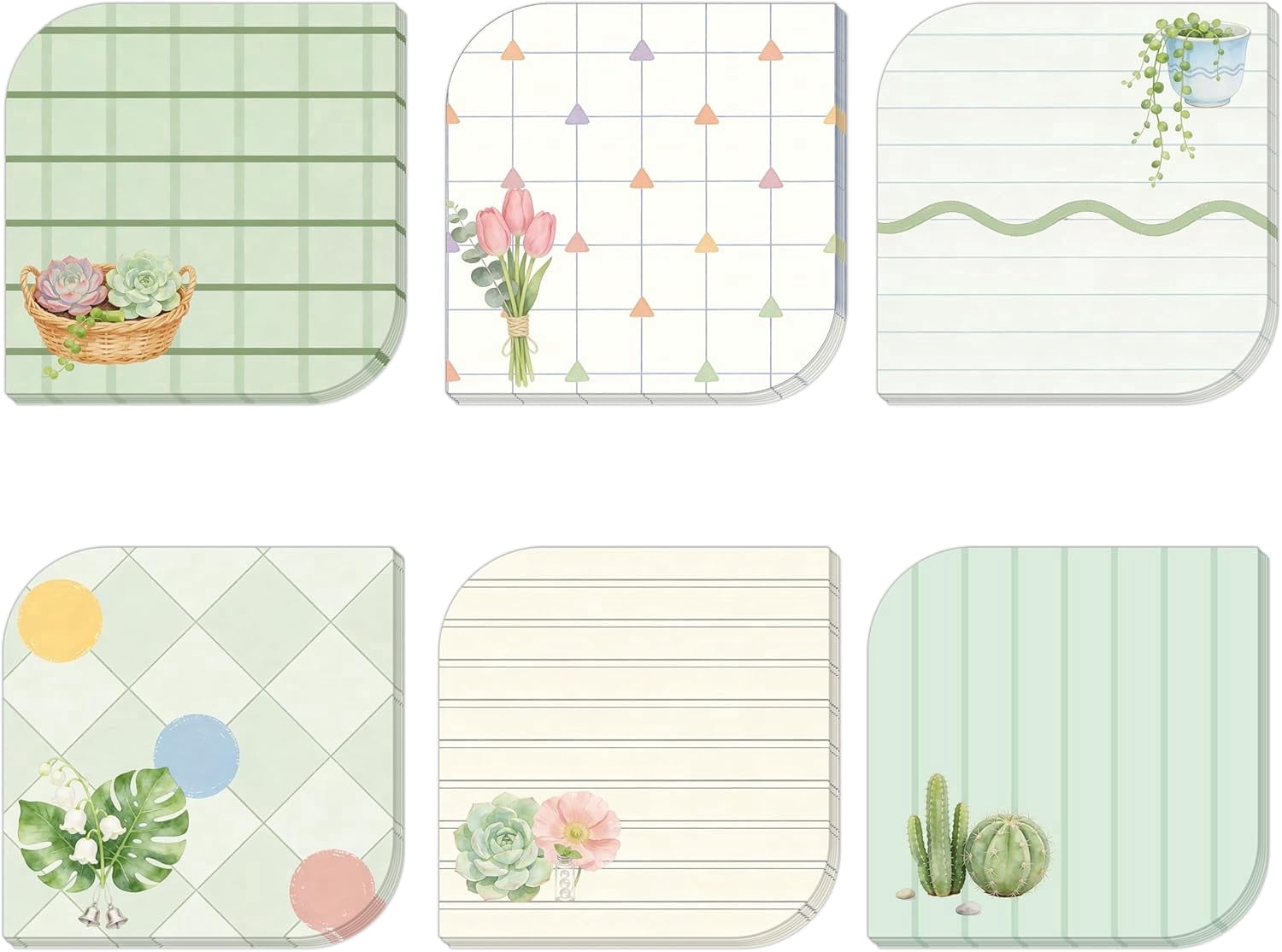 12 Pack Plant Theme Cute Notes Pad Color Sticky Funny Note Pads Desk ...