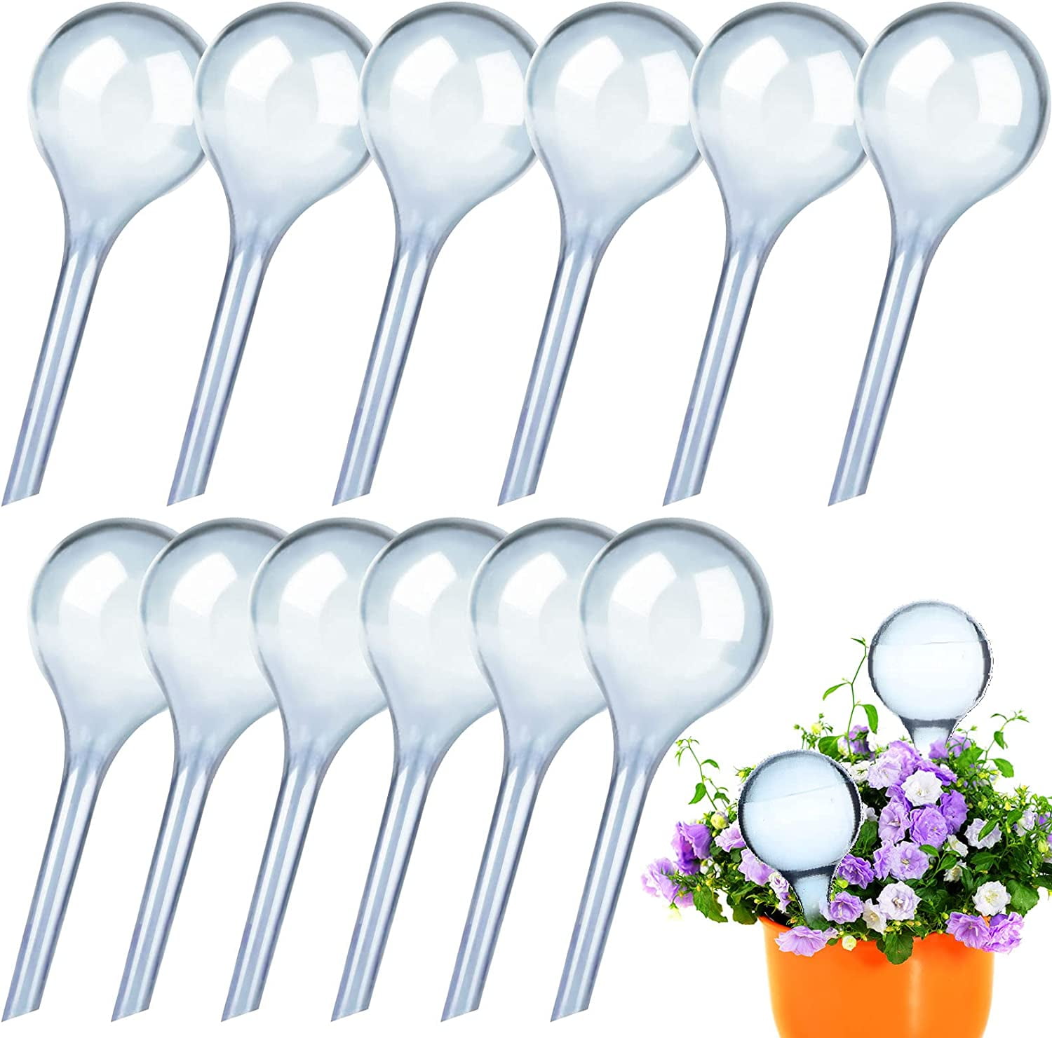 12 Pcs Plant Watering Bulbs Clear Self-Watering Globes Automatic Water ...