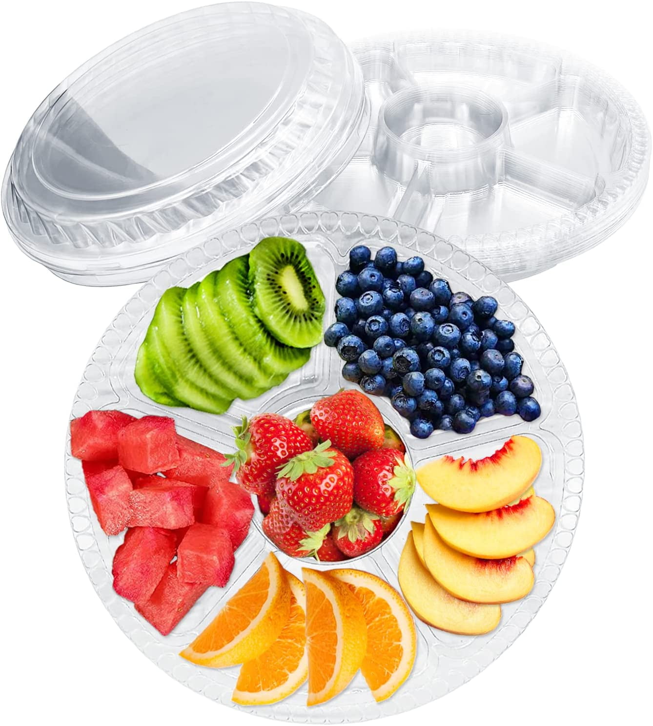 12 Pack Plastic Appetizer Trays with Lids,Disposable Compartment ...