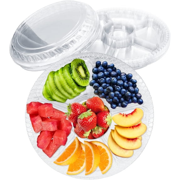 12 Pack Plastic Appetizer Trays with Lids,Disposable Compartment ...