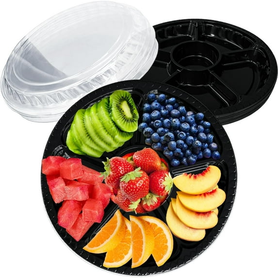12 Pack Plastic Appetizer Trays with Lids,Disposable Compartment ...