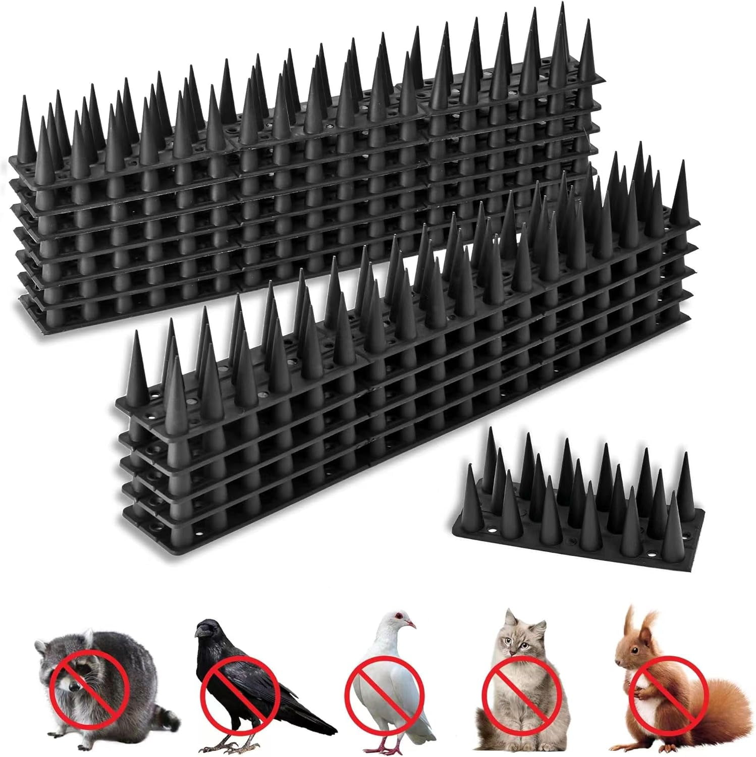 12-Pack Plastic Bird Spikes, Pigeon Spikes for Blocking Little Robin, Pigeon, Squirrel, Raccoon ...