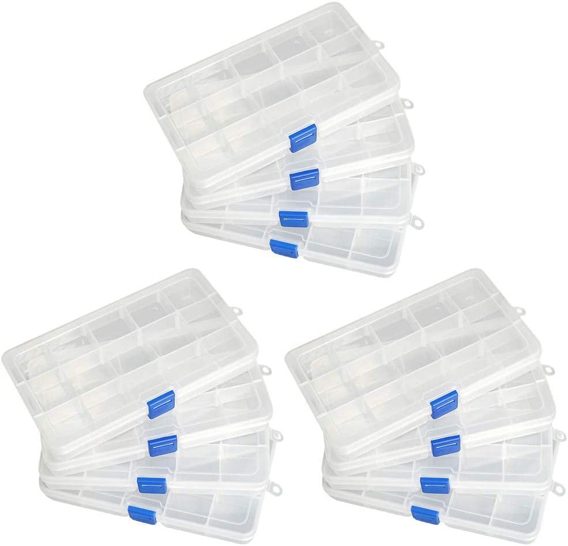 12 Pack Plastic Compartment Box with Adjustable Dividers Craft Tackle ...