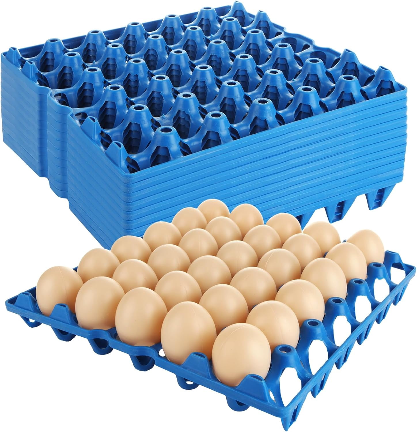 12 Pack Plastic Egg Tray Egg Crates for Fresh Eggs, Blue 30-Egg Flats ...