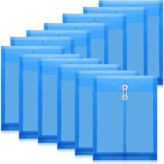 12 Pack Plastic Envelopes with Button and String Tie Closure Expandable ...