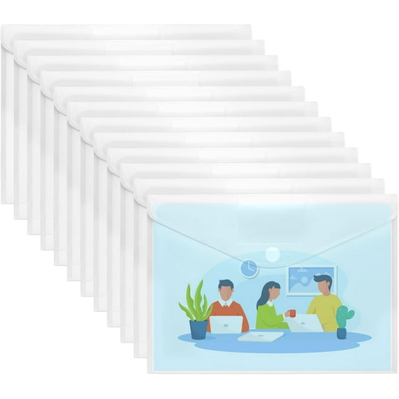 12 Pack Plastic Envelopes, Clear Folders for Document A4 Letter Size ...