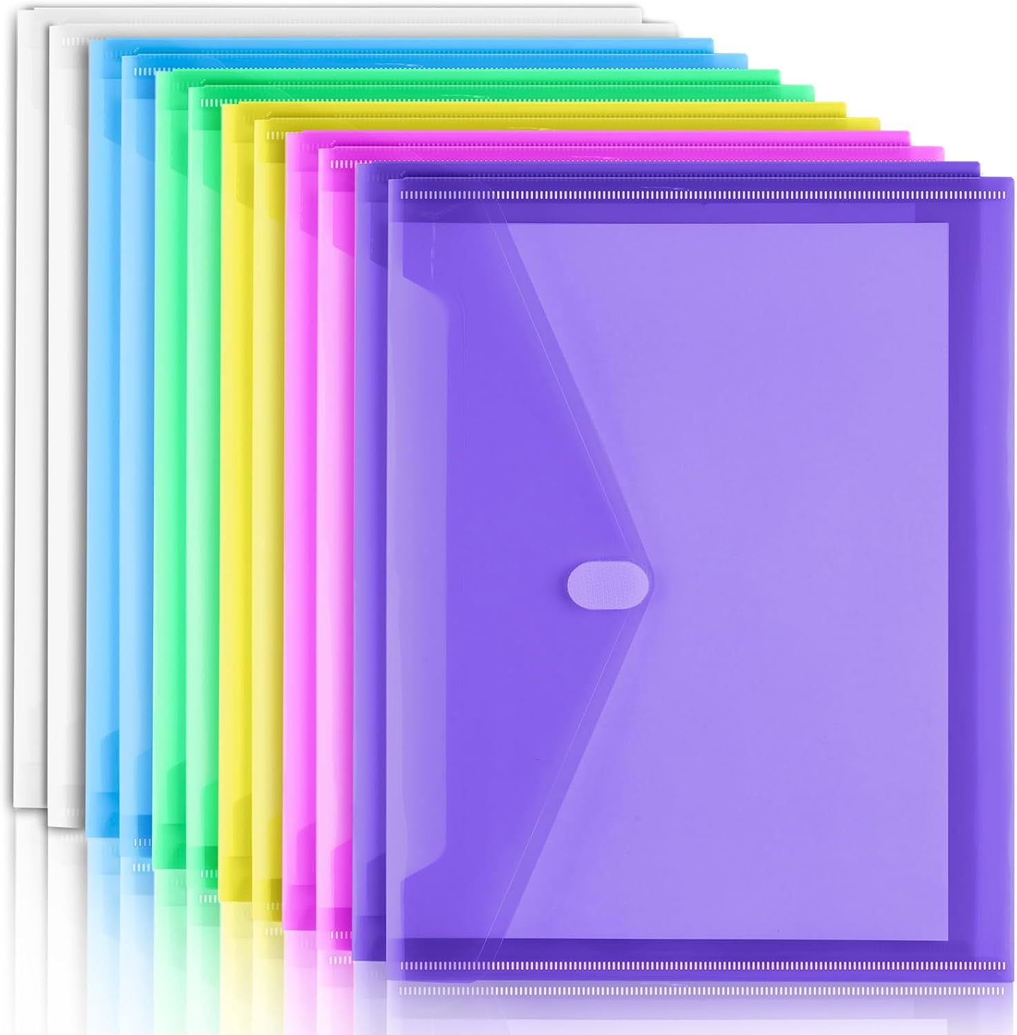 12 Pack Plastic Envelopes File Folders, Plastic Folders with Pockets ...