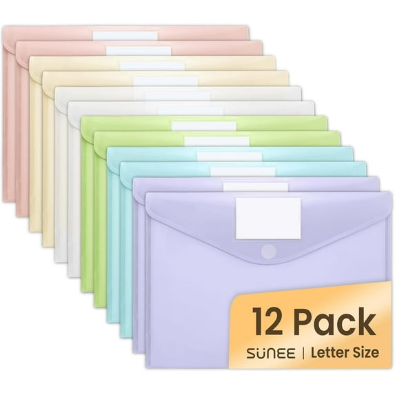 12 Pack Plastic Envelopes, Folders for Document A4 Letter Size, Poly ...