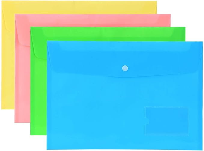 12 Pcs Plastic Envelopes, Poly Envelope Folder, Plastic Envelopes with ...