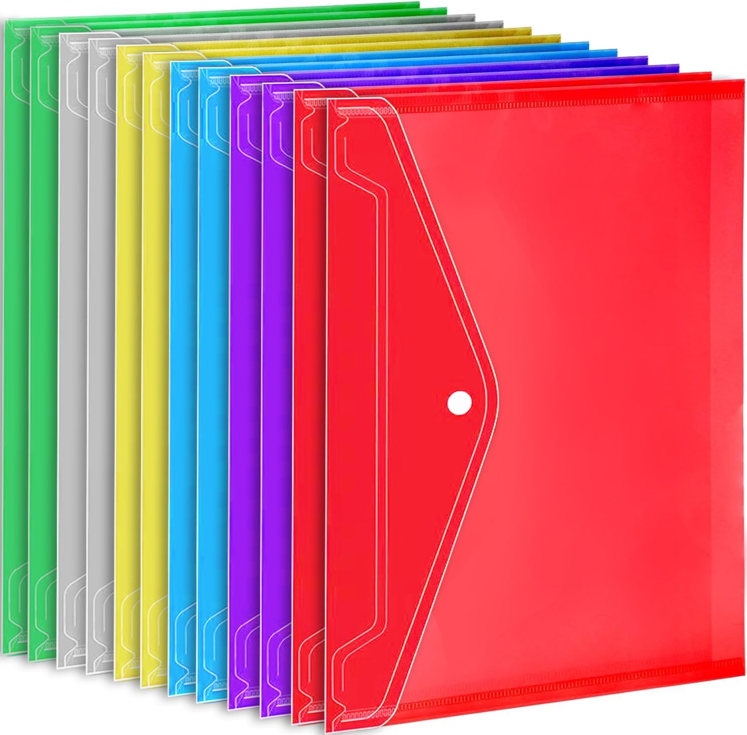 LANZOELIFE 12 Pack Plastic File Folders, A4 Size Envelopes With Snap ...
