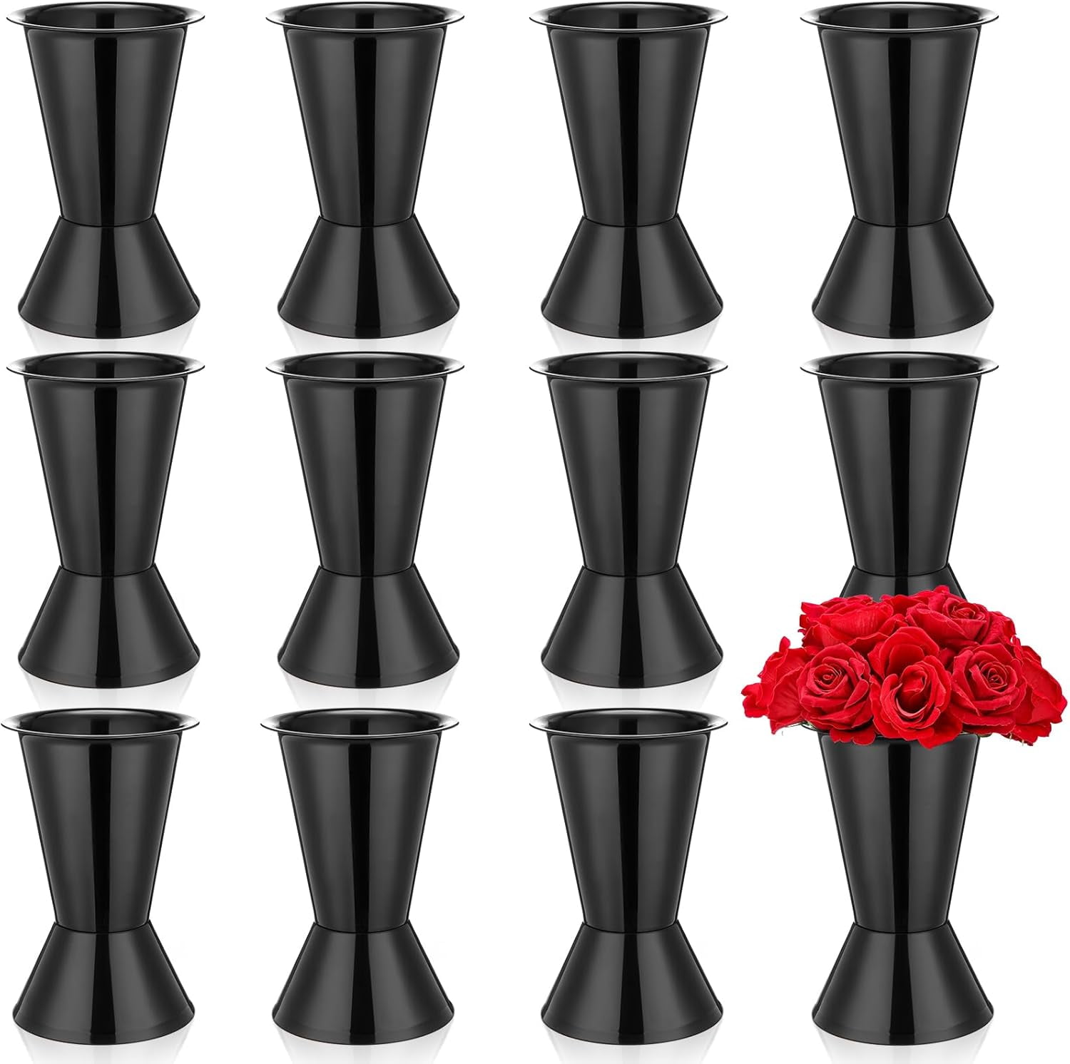 12 Pack Plastic Flower Bucket 11.8 Inch Tall Vase Bucket Cone Vase with ...