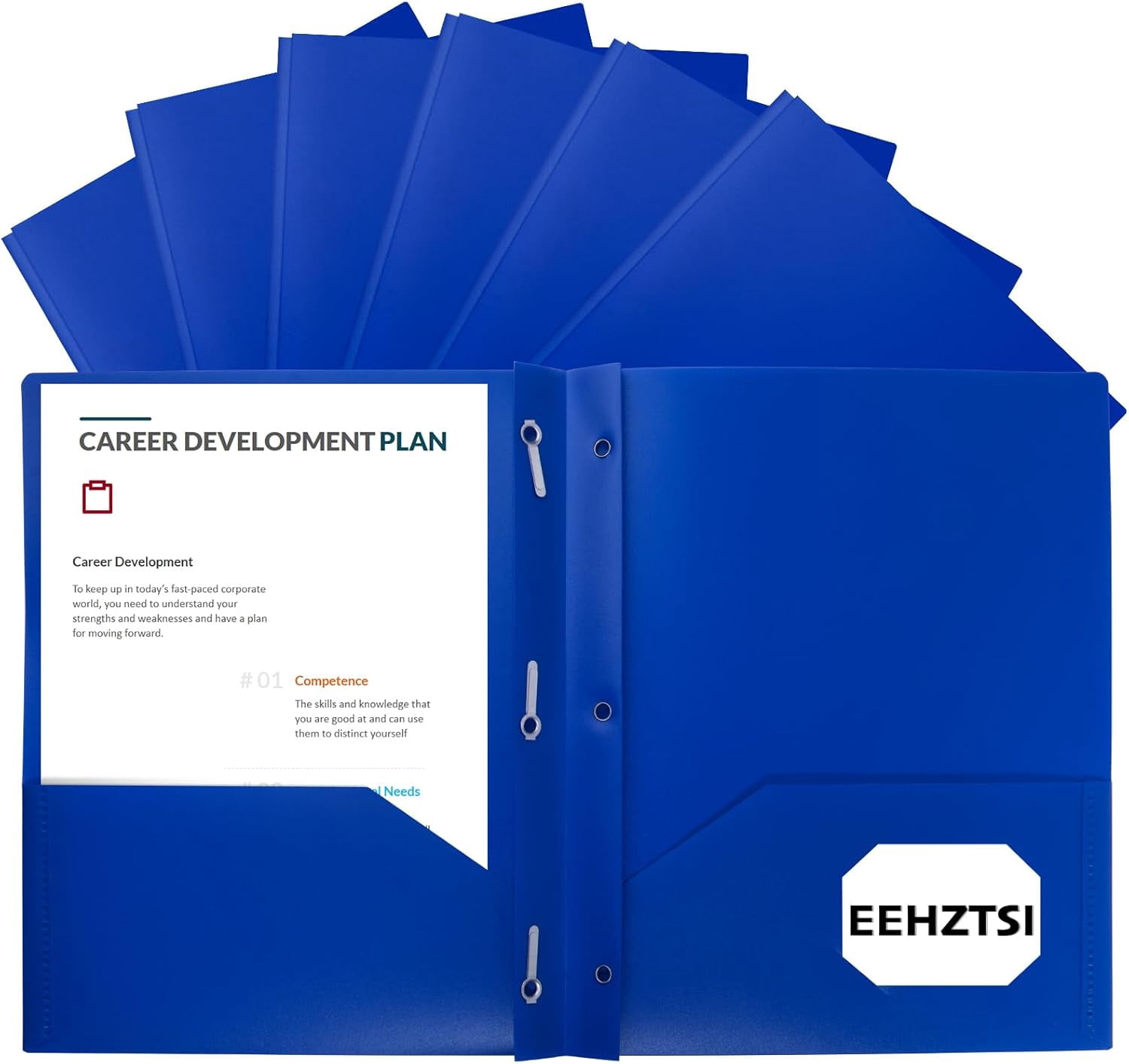 12-Pack Plastic Folders with Pockets and Prongs, 2-Pocket Poly Folders ...