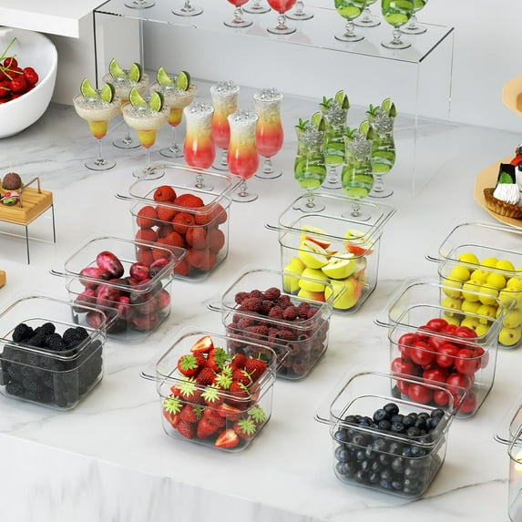 12 Pack Plastic Food Pan with Lid 1/6 Size 4 Inch Deep Restaurant Clear ...