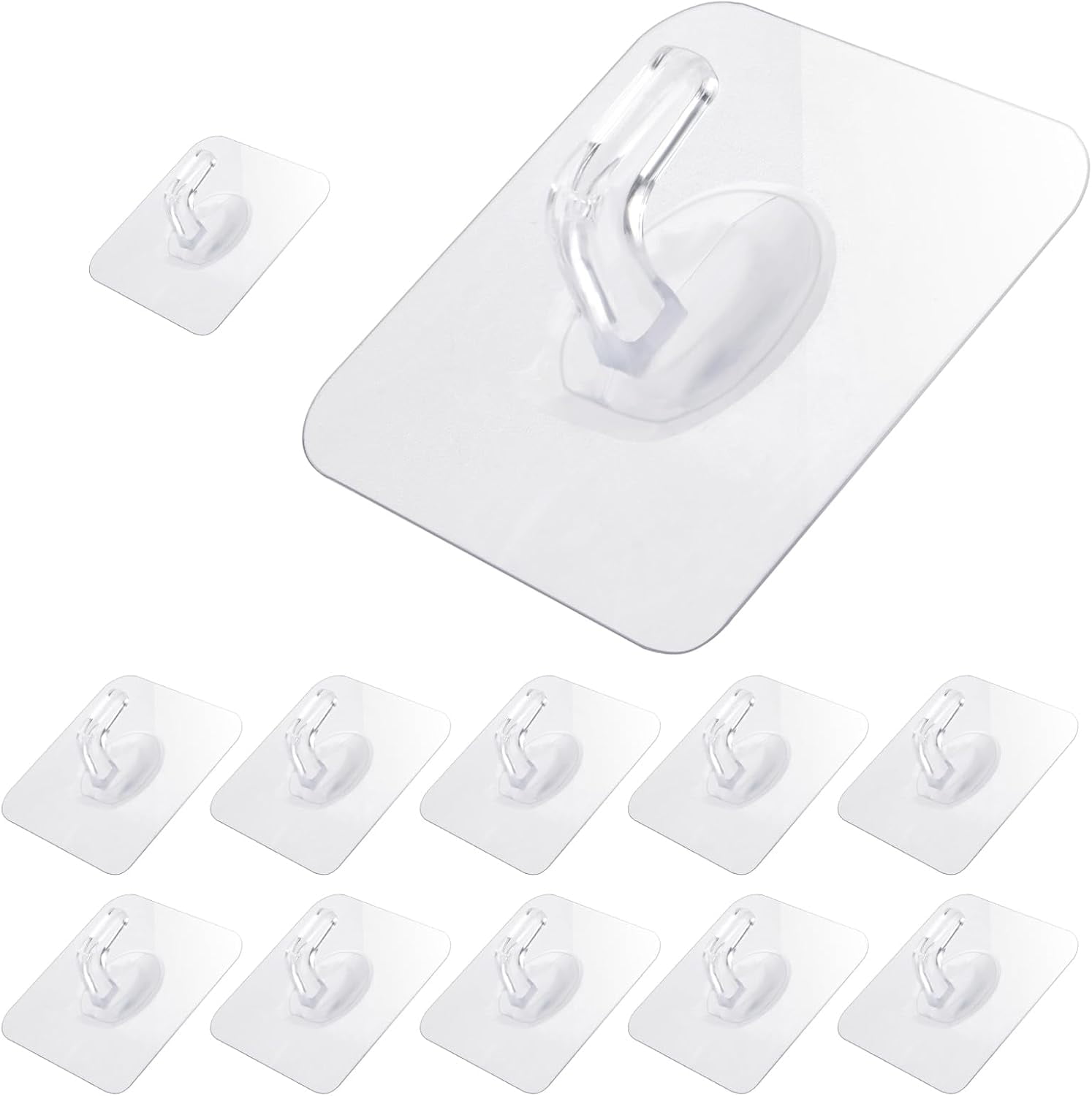 12 Pack Plastic Hooks Adhesive, Small Clear Adhesive Hooks for Hanging ...