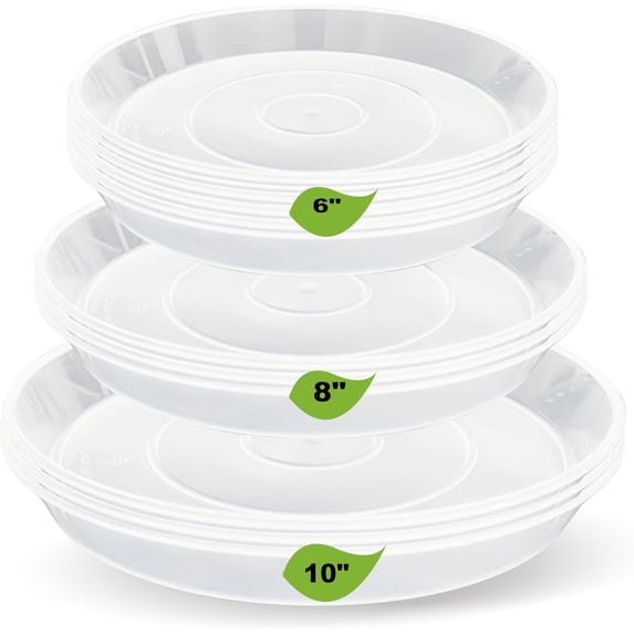 12 Pack Plastic Plant Saucers, 6-8-10 inch Clear Drainage Trays for ...