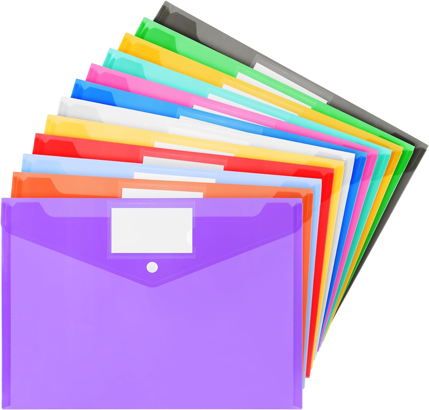 12 Pack Plastic Poly Filing Envelopes, Clear Document Folders Letter A4 ...