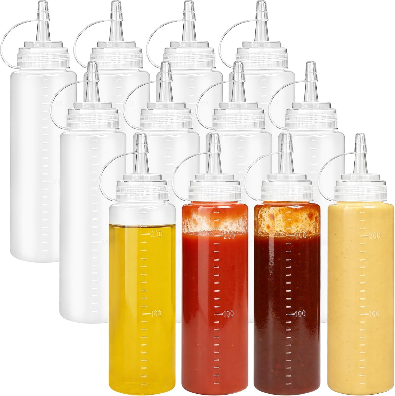 12 Pack Plastic Squeeze Bottles – Multipurpose Condiment Squirt Bottles ...