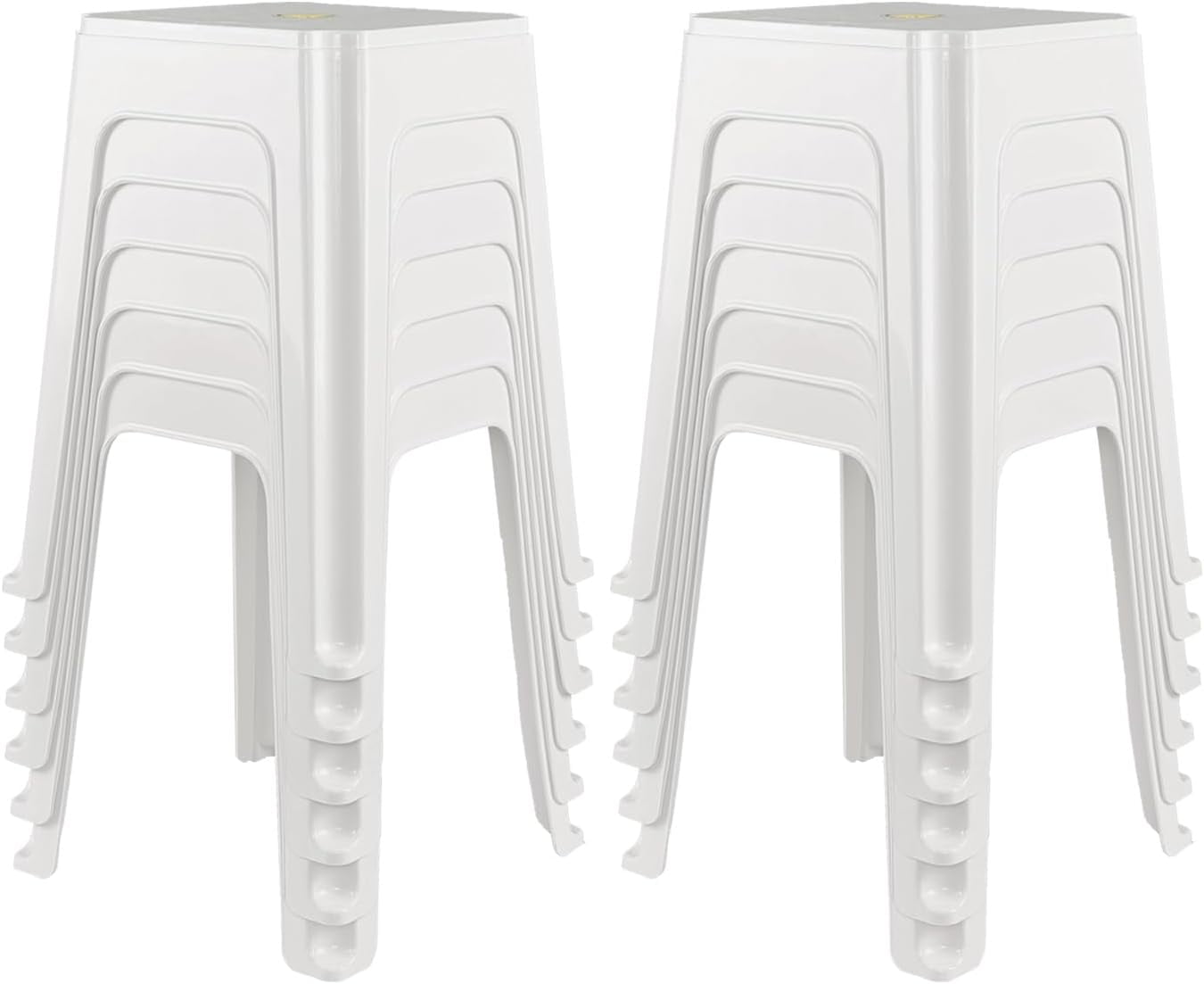 12-Pack Plastic Stackable Stools, Square Plastic Stool Chair, White ...