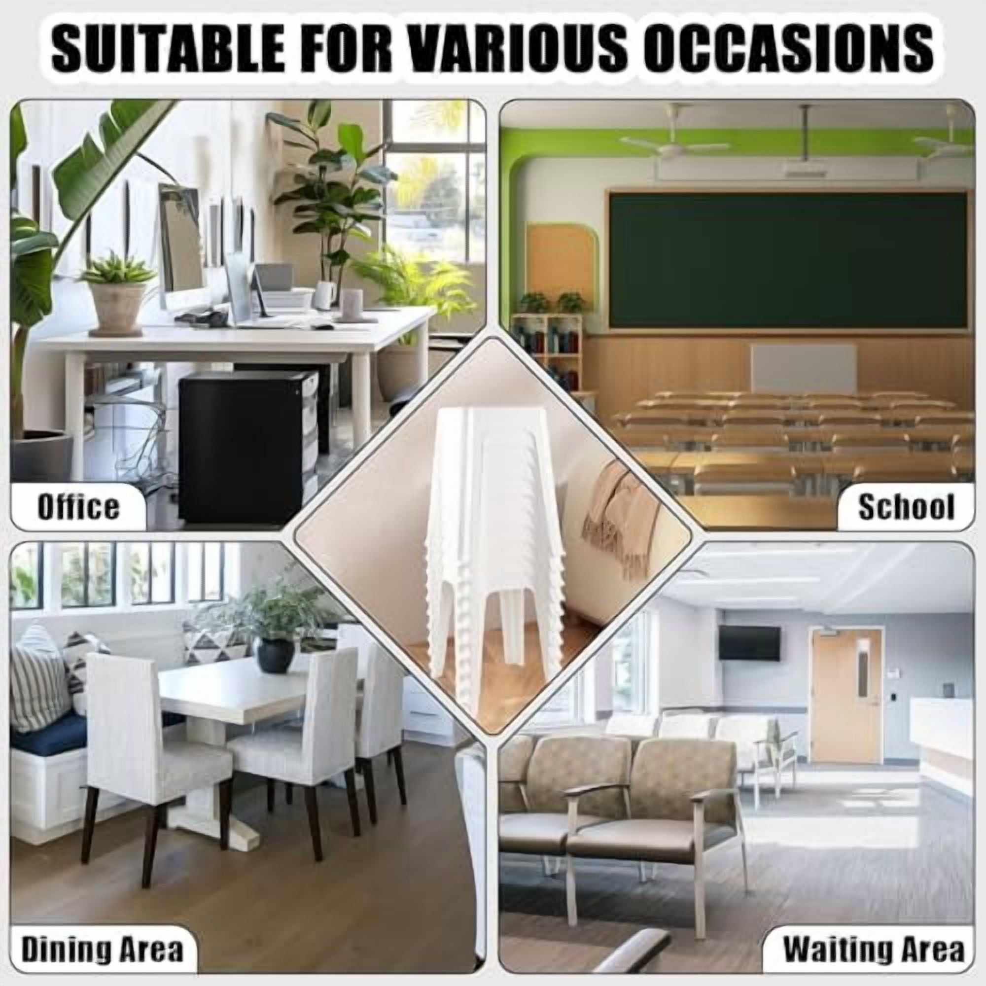 12-Pack Plastic Stackable Stools, Square Plastic Stool Chair, White ...