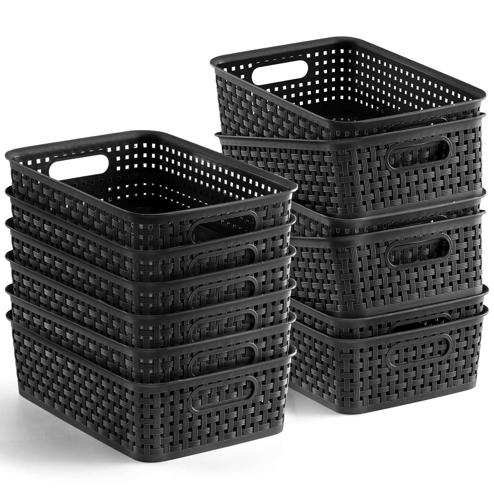 [ 12 Pack ] Plastic Storage Baskets - Small Pantry and Storage Bins ...