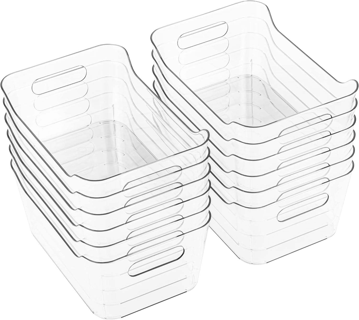 12 Pack Plastic Storage Bins, Multi-Use Organizer Bins, Pantry ...