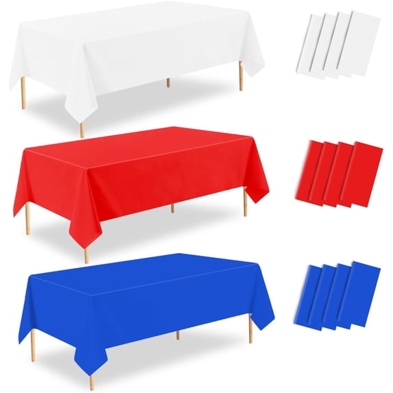 12 Pack Plastic Table Cloth Disposable,54 X 108 Inch Red White and Blue ...