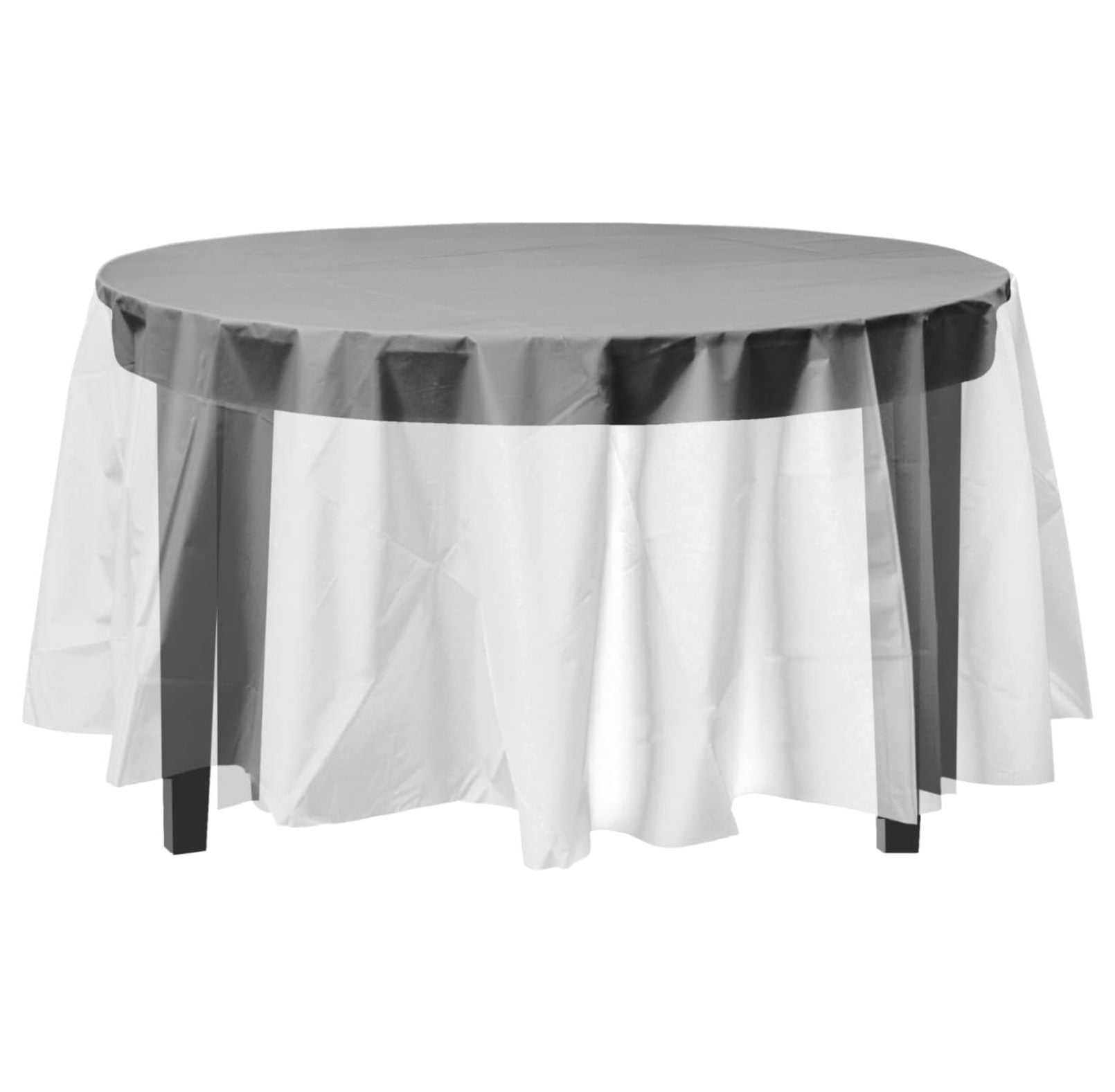 12-Pack Plastic Tablecloth 84in. Round Table Cover Clear 84-Inch Round ...