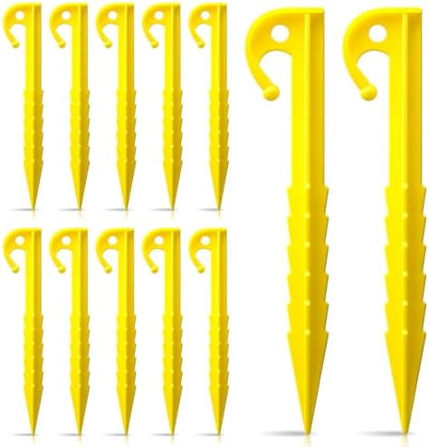 12 Pack Plastic Tent Stakes,5.7 Inch Tent Stakes Heavy Duty,Beach ...