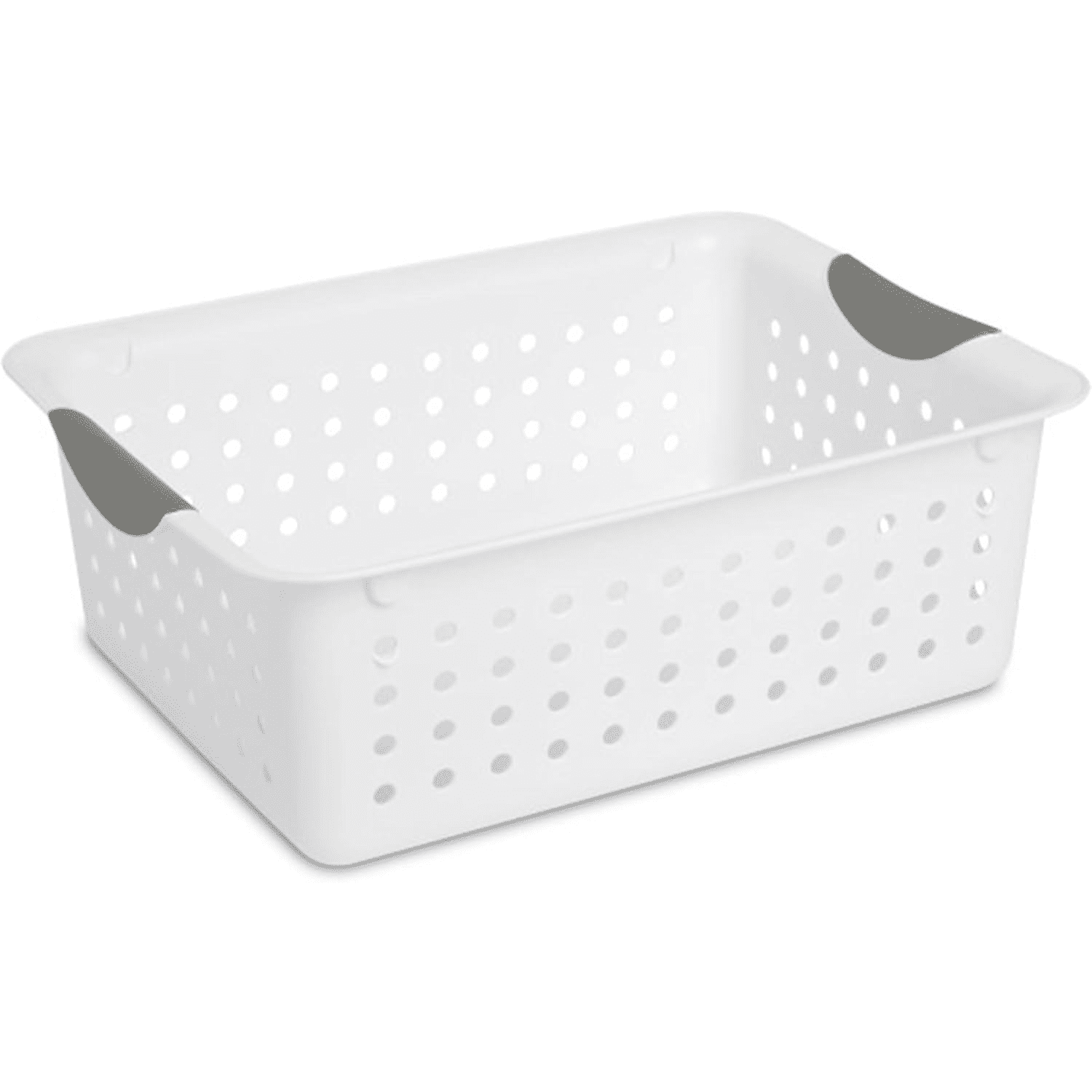 12-Pack Plastic Ultra Basket Storage Bins, Medium Organizing Box, White ...