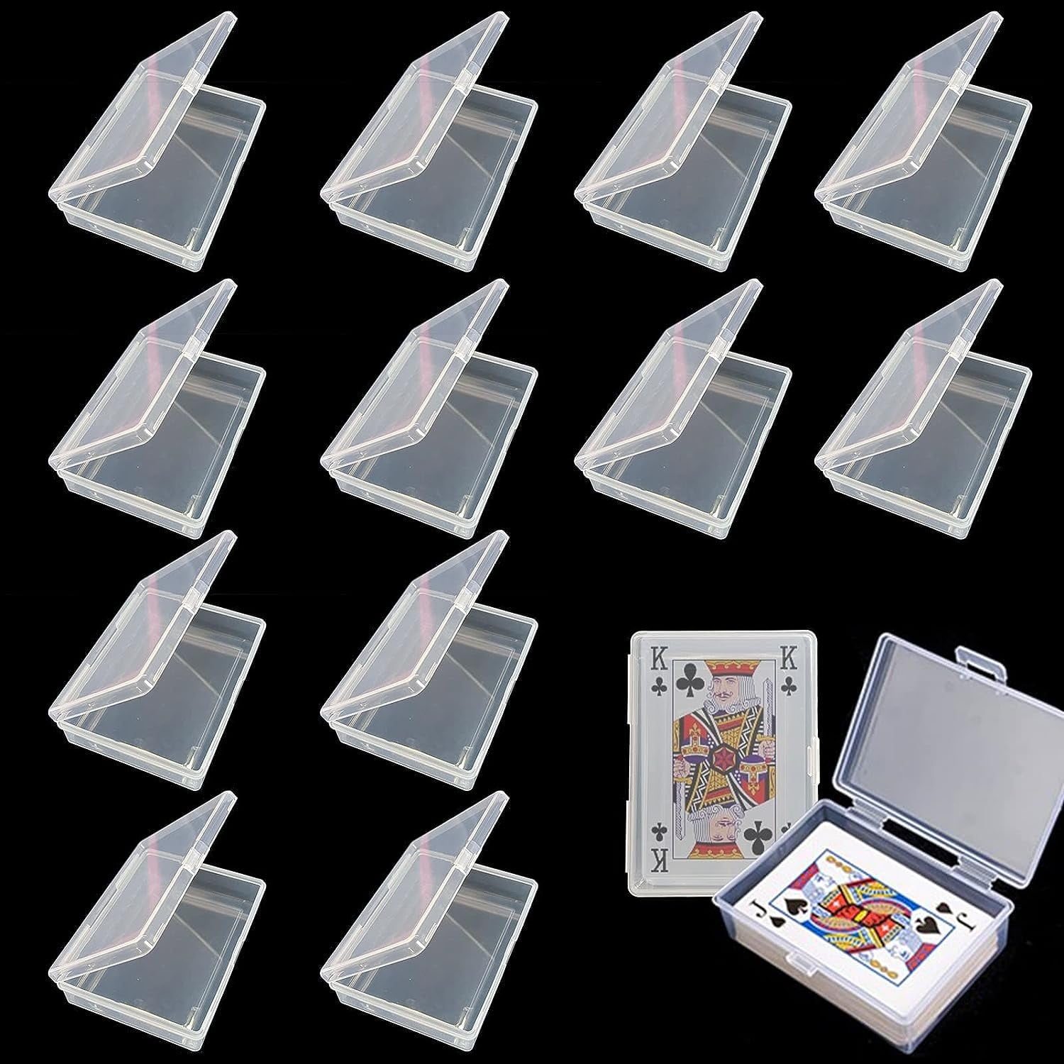 MODANU 12 Pack Playing Card Deck Boxes Empty Plastic Storage Box Card ...
