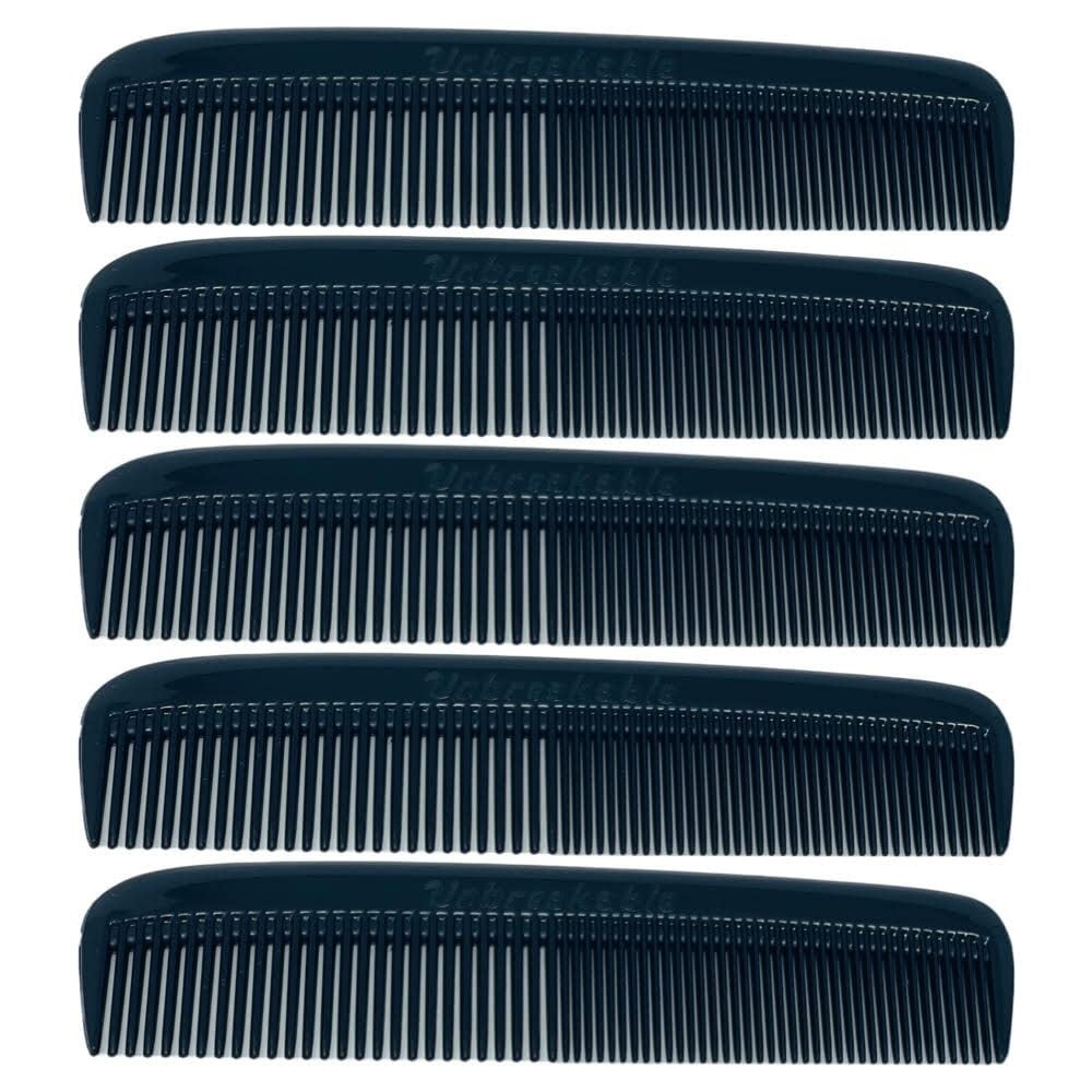 A (12 Pack) Pocket Comb Black Unbreakable Round Teeth Course Fine ...